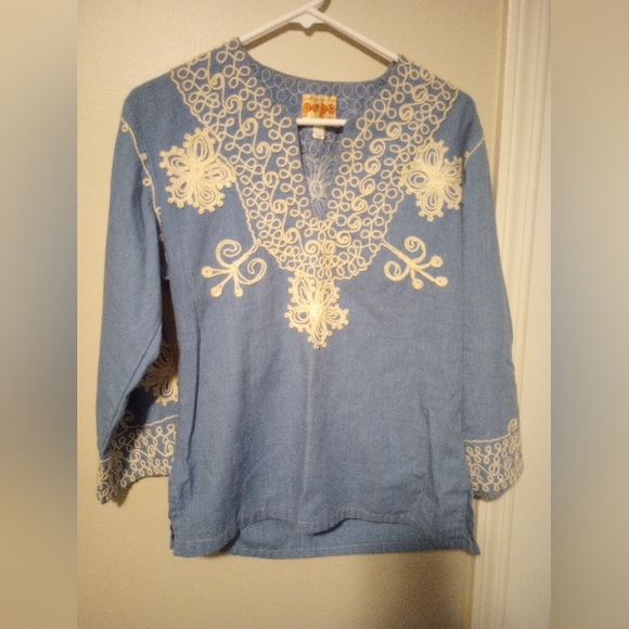 Pepe Jeans | Tops | Vintage 6s Boho Hippie Blue Chambray Top | Poshmark